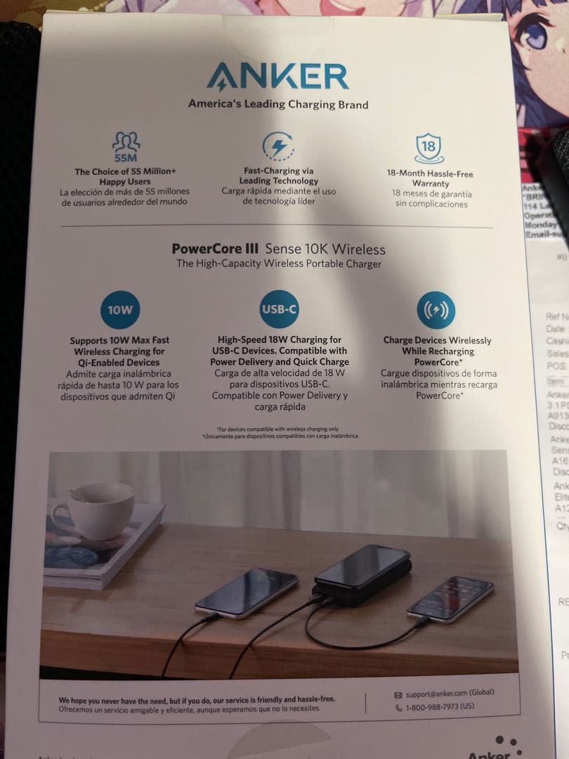 Anker PowerCore 3 Sense 10K Wireless Power Bank, Mobile Phones ...