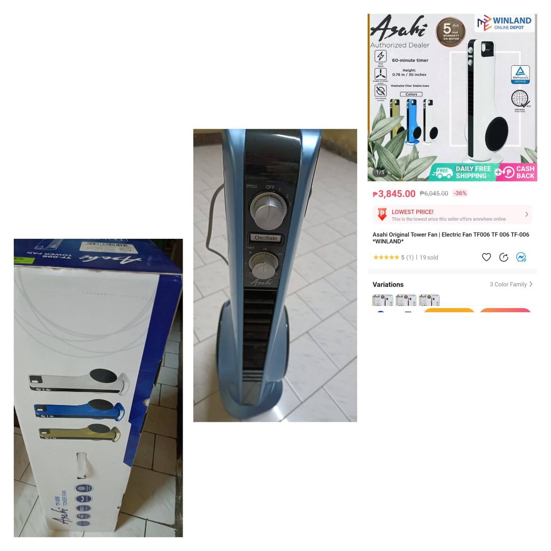 Asahi tower fan 3000 pesos, Furniture & Home Living, Lighting & Fans ...