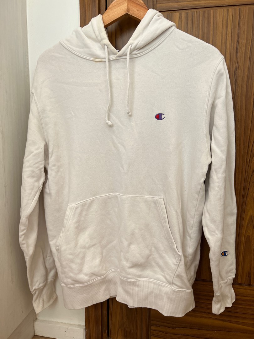 Authentic Champion White Hoodie, Men's Fashion, Coats, Jackets and ...