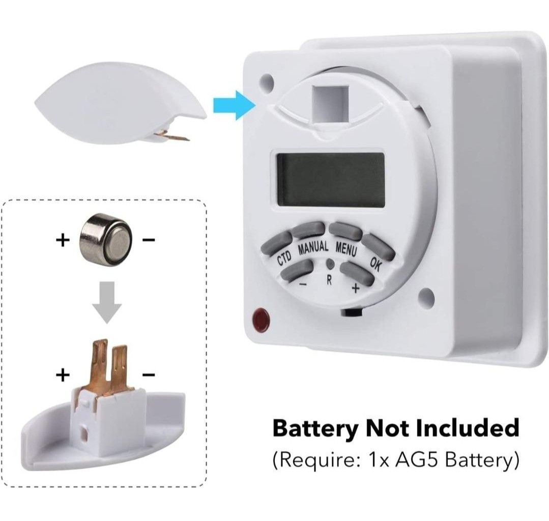 B2)HBN Weekly Programmable Electronic Digital Wall-Mounted Timer Switch ...