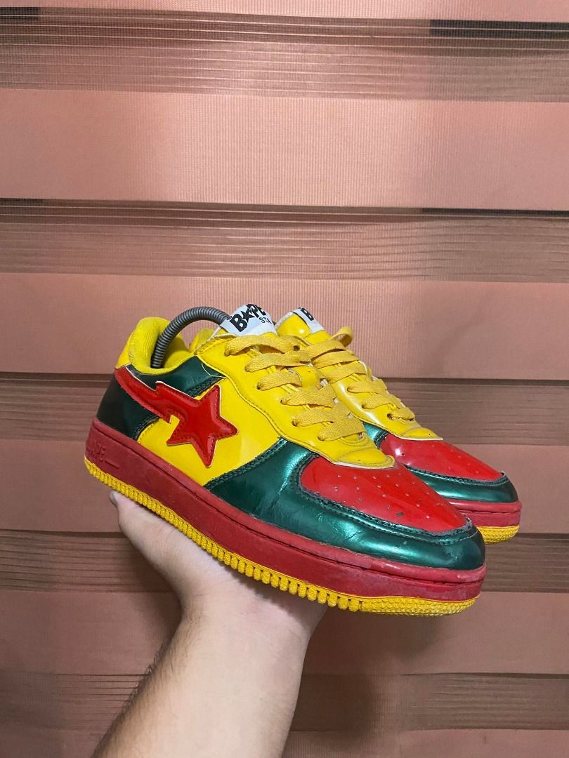 Bapesta FS 001 Yellow Red, Men's Fashion, Footwear, Sneakers on Carousell