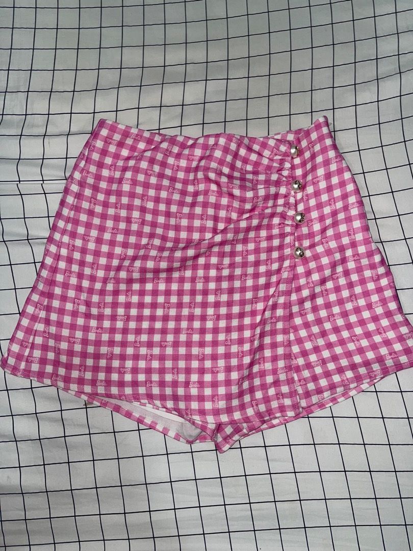 Barbie X Pomelo Logo Gingham Skort Womens Fashion Bottoms Shorts On