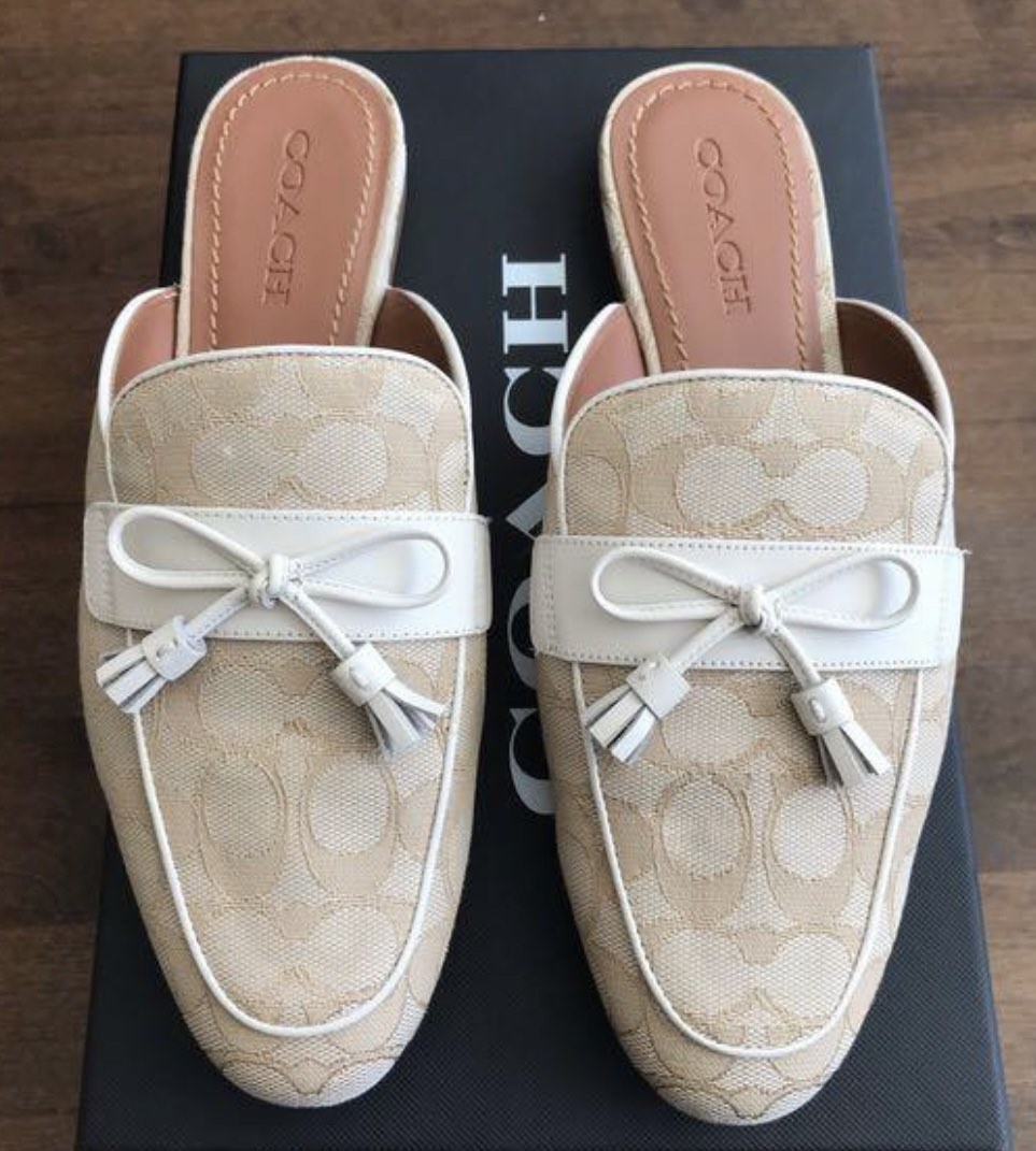 Coach STASSI Slide in Signature Jacquard Light Khaki/ chalk, Luxury ...