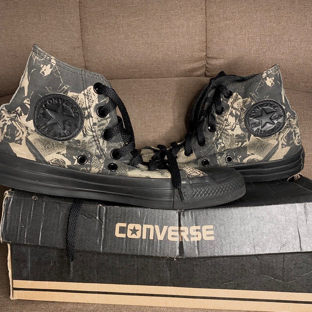 Converse All Star, Black and White Abstract Highcut, Women's Fashion ...
