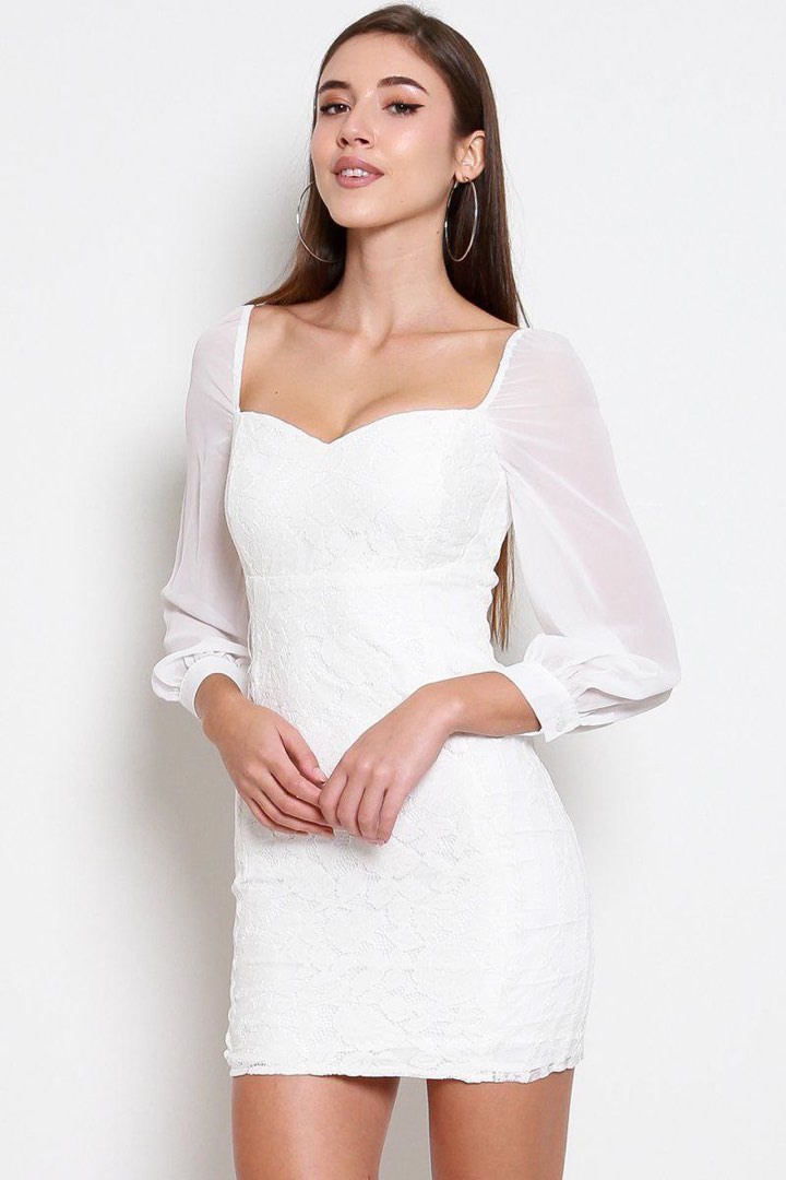 Courtney Lace Mini Dress in White, Women's Fashion, Dresses & Sets ...