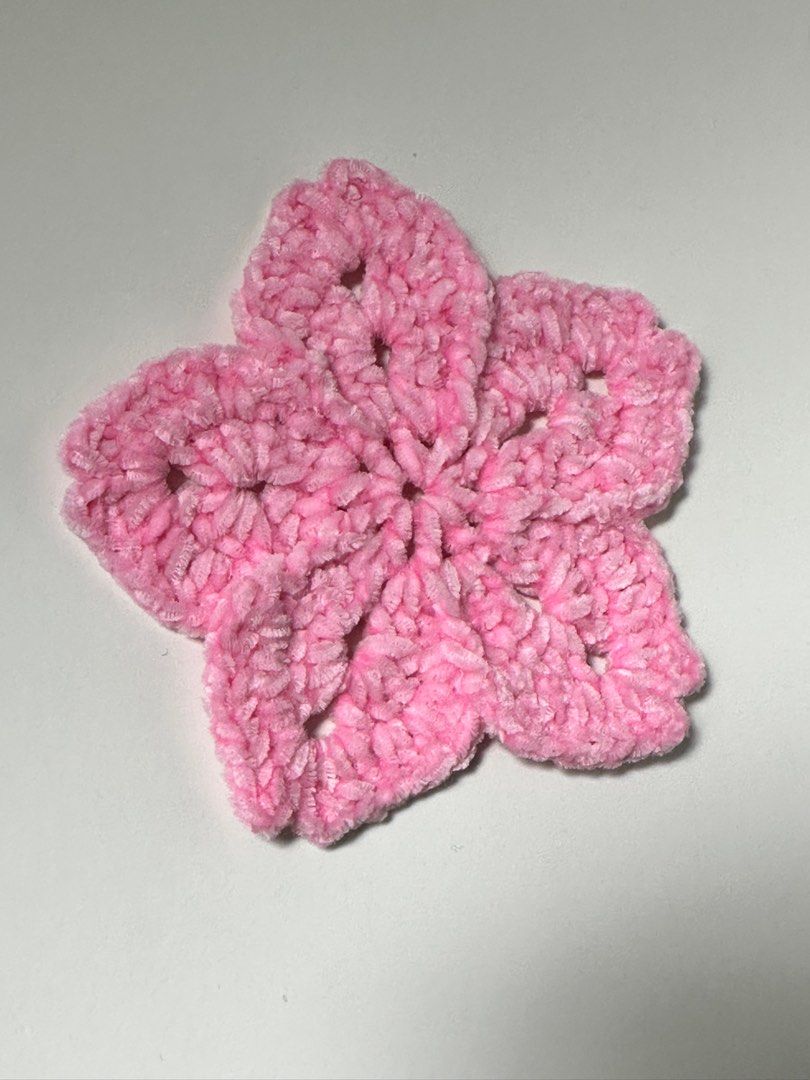Crochet Sakura coaster, Hobbies & Toys, Stationery & Craft, Handmade ...