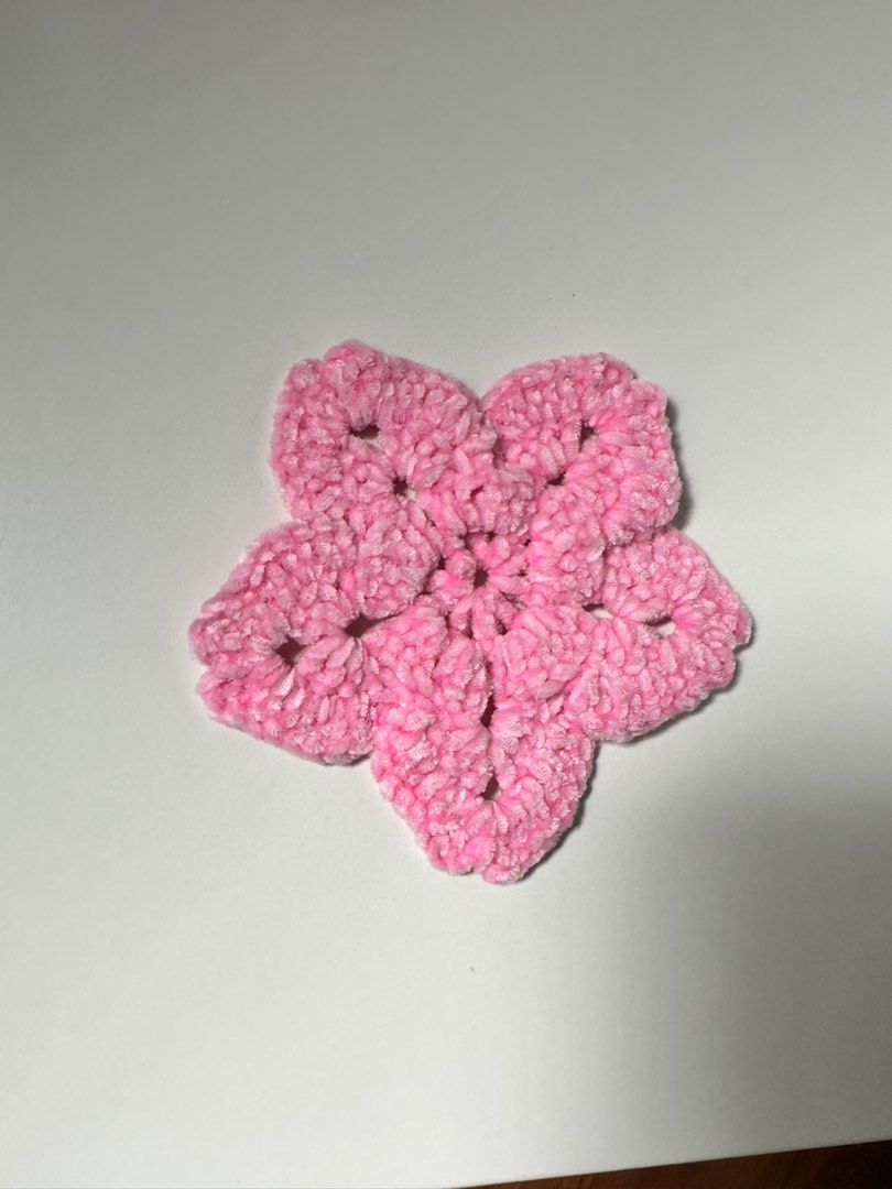 Crochet Sakura coaster, Hobbies & Toys, Stationery & Craft, Handmade ...