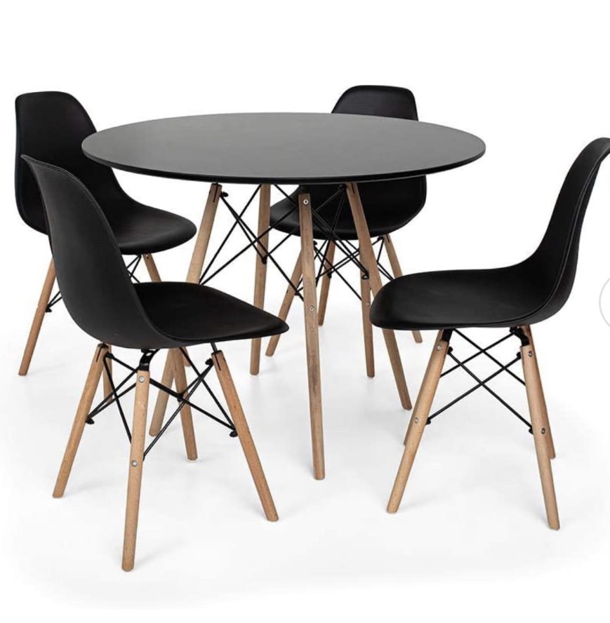 EAMES replica table and 2 chair set (black), Furniture & Home Living ...
