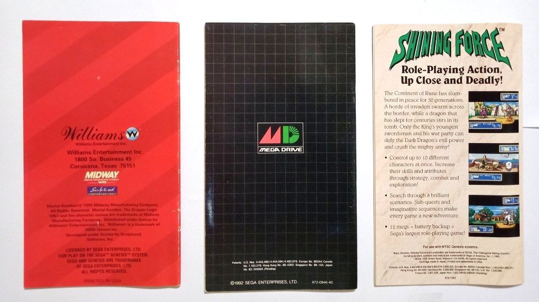 *Free Shipping* Sega Genesis, Mega-Drive Games Instruction Booklet (Set ...