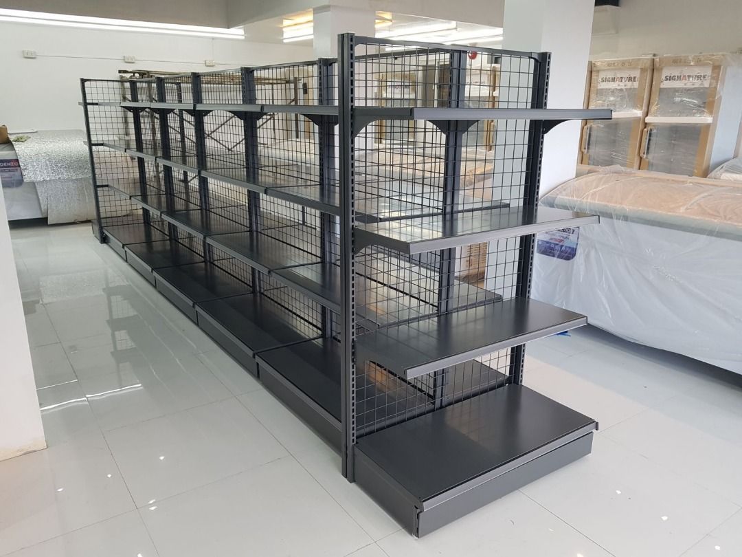 Gray Gondola Shelve Groce, Furniture & Home Living, Office Furniture ...