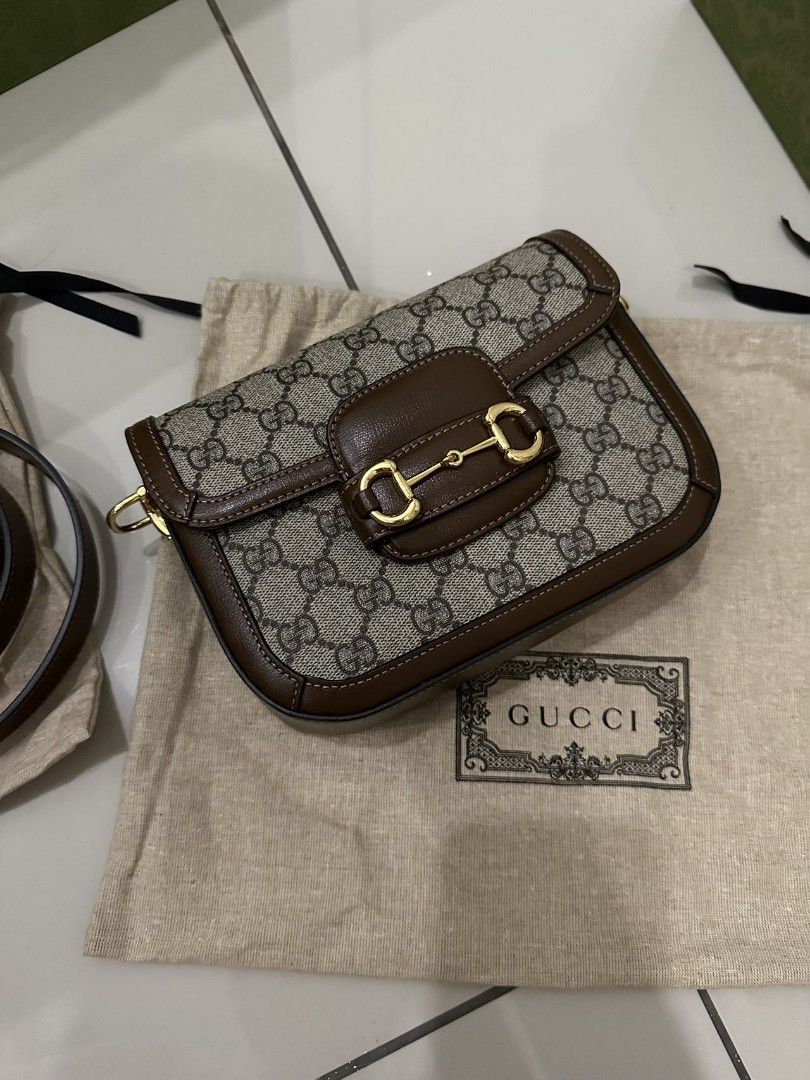 Gucci horsebit 1955 shoulder bag complete set with box, Luxury, Bags ...