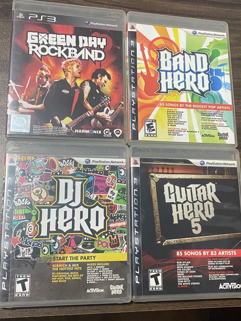 Guitar Hero/ DJ Hero/Band Hero/Rock Band + Drum Set + 2 Guitar + Mic ...