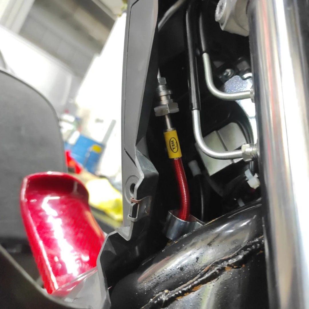 HEL HOSE (TRANSPARENT RED) ON XMAX, Motorcycles, Motorcycle Accessories ...