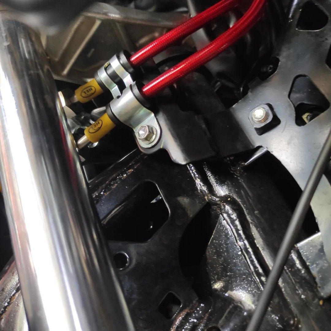 HEL HOSE (TRANSPARENT RED) ON XMAX, Motorcycles, Motorcycle Accessories ...