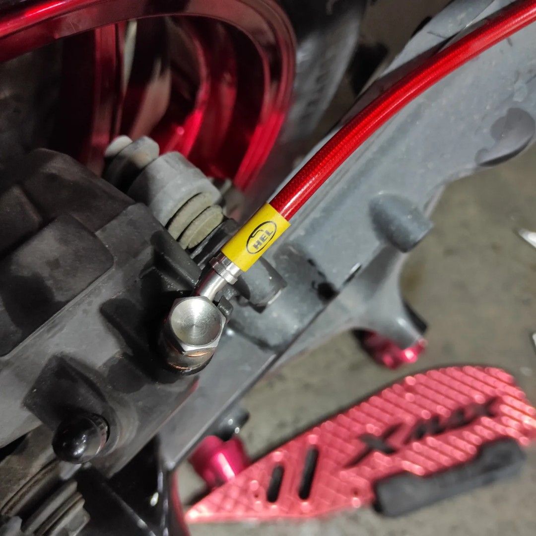 HEL HOSE (TRANSPARENT RED) ON XMAX, Motorcycles, Motorcycle Accessories ...