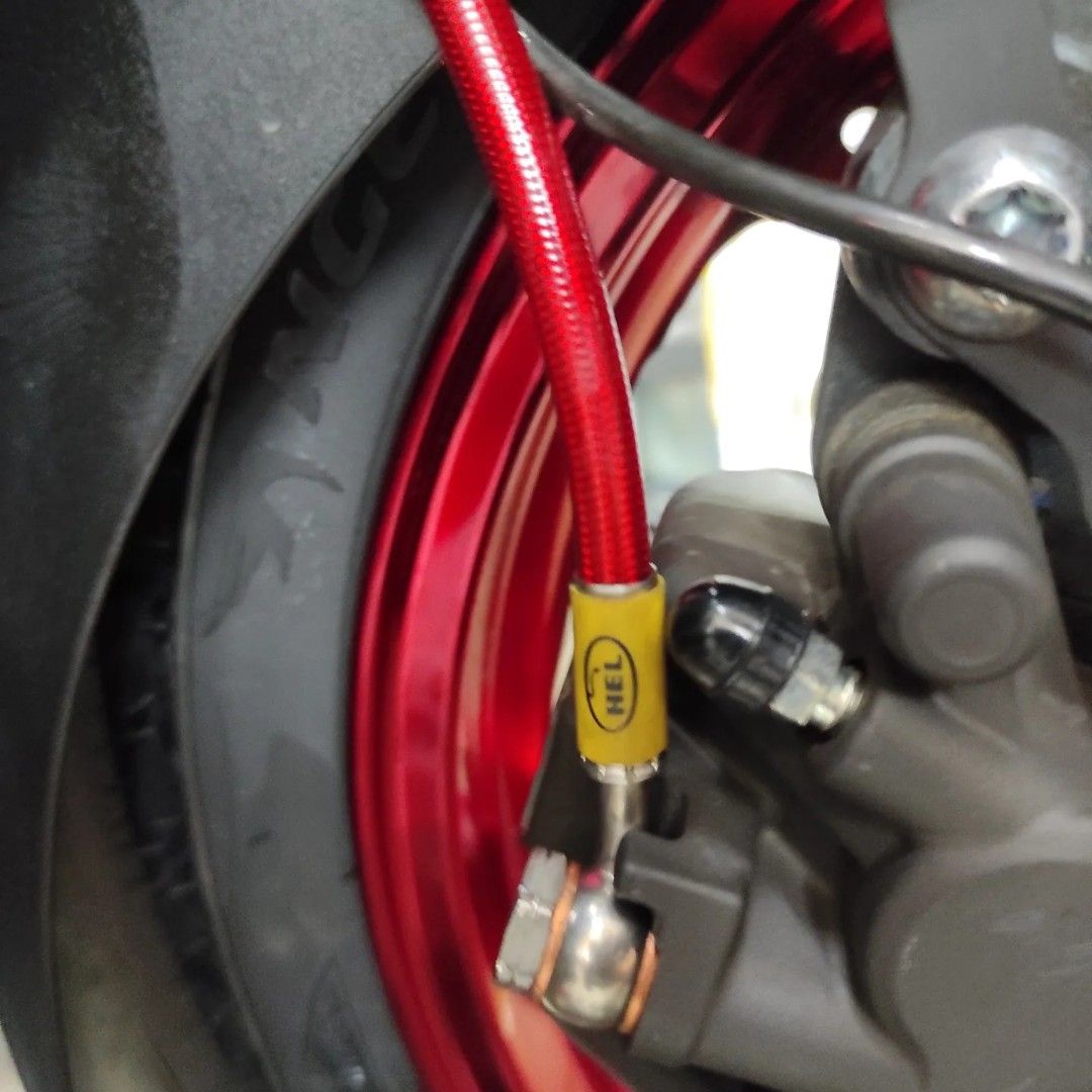 HEL HOSE (TRANSPARENT RED) ON XMAX, Motorcycles, Motorcycle Accessories ...