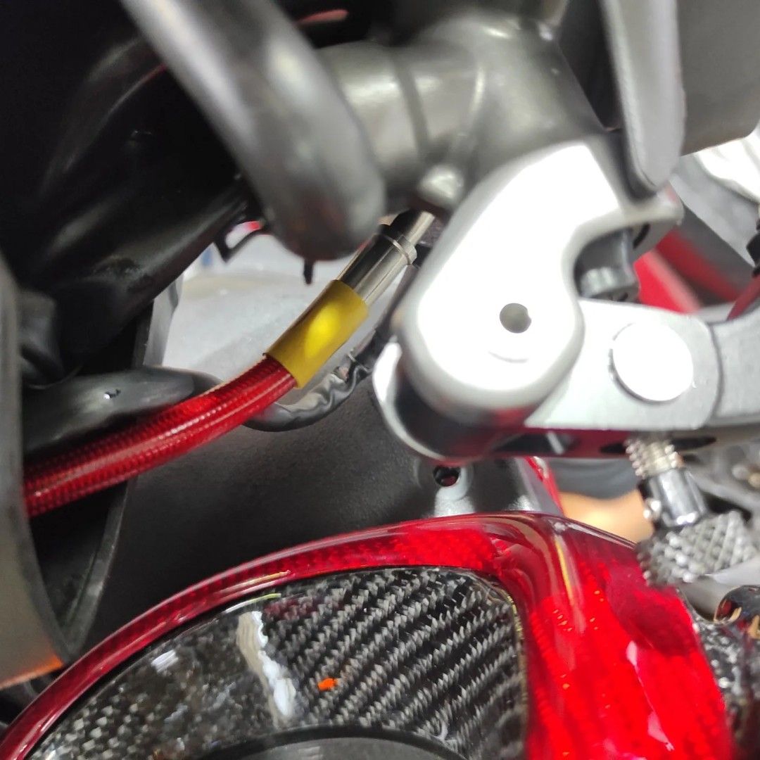 HEL HOSE (TRANSPARENT RED) ON XMAX, Motorcycles, Motorcycle Accessories ...