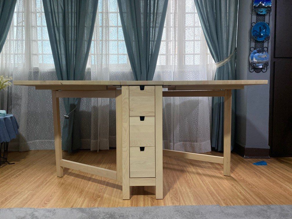 IKEA Norden Gateleg extendable dining table, Furniture & Home Living ...