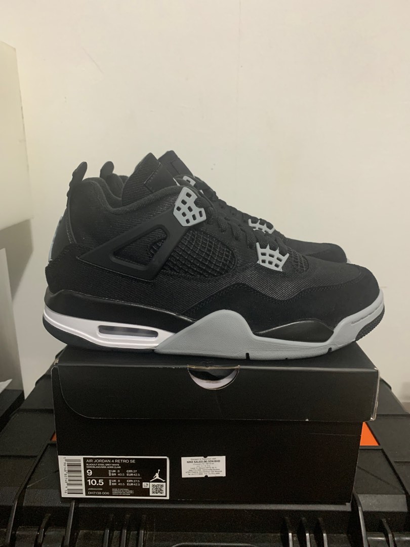 J4 Black Canvas 9us, Men's Fashion, Footwear, Sneakers on Carousell