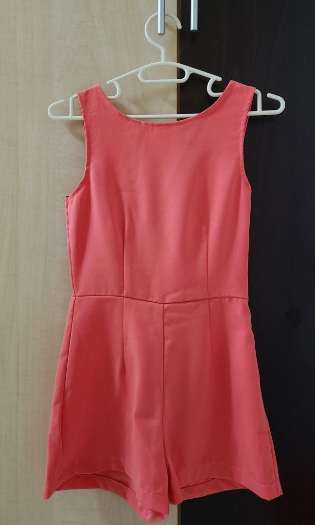 light pink romper with ribbon, Women's Fashion, Dresses & Sets, Rompers ...