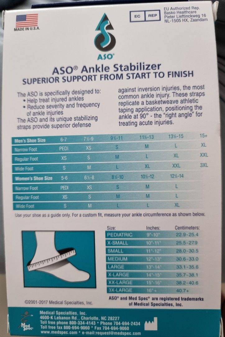 Med Spec ASO Ankle Stabilizer, Sports Equipment, Other Sports Equipment ...