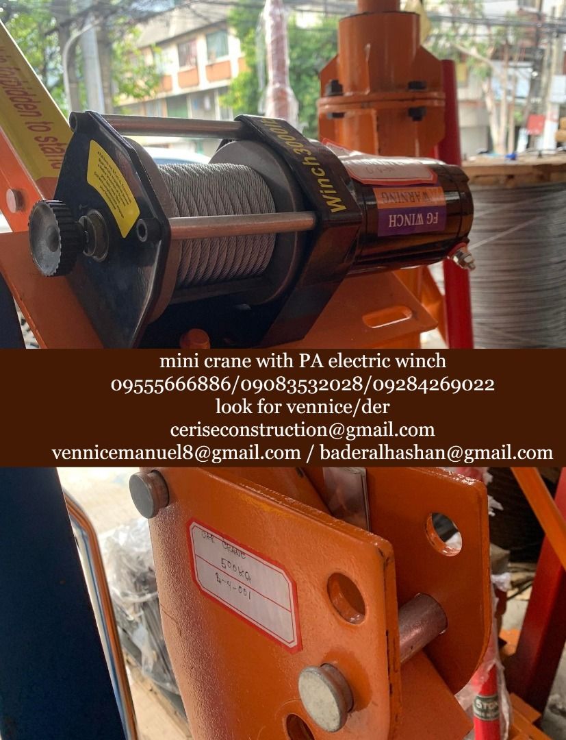 mini crane with Pa electric winch (400kg), Commercial & Industrial, Construction Tools ...