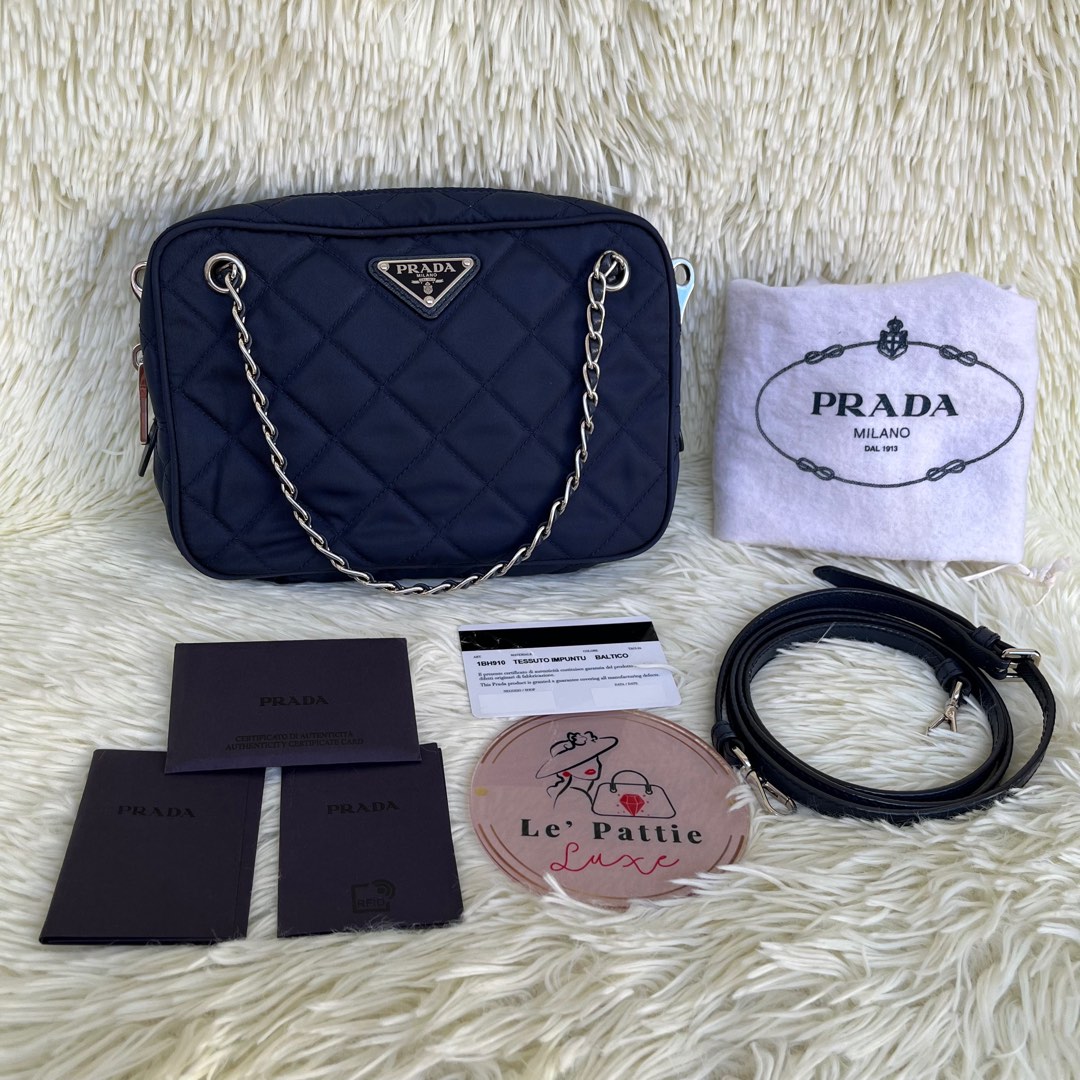 Mini Prada Quilted Nylon Chain Sling Bag 1BH910, Luxury, Bags & Wallets ...