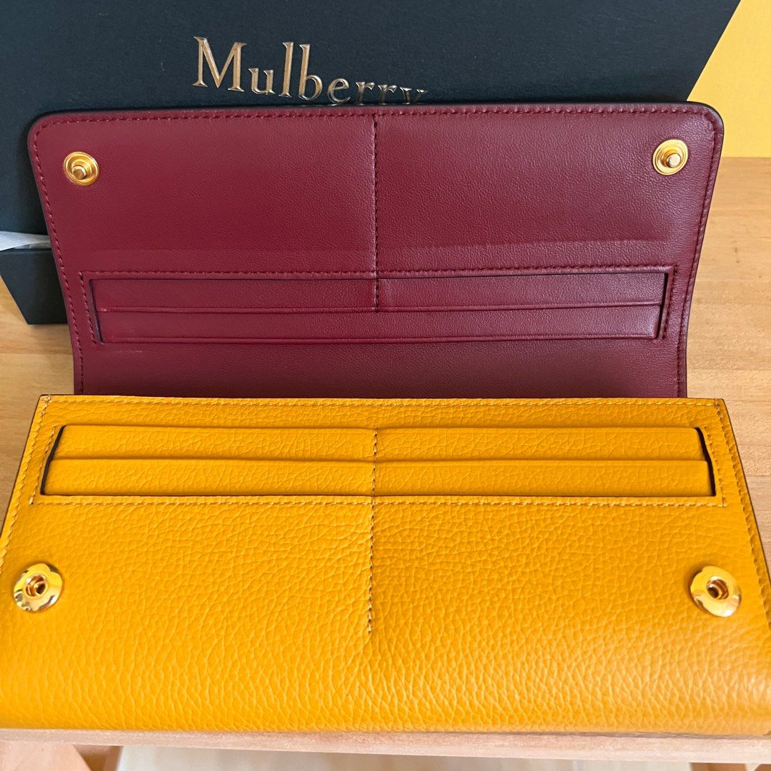 MULBERRY Continental Wallet Small Classic Grain Leather Yellow Mustard ...