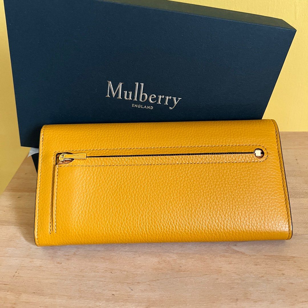 MULBERRY Continental Wallet Small Classic Grain Leather Yellow Mustard ...