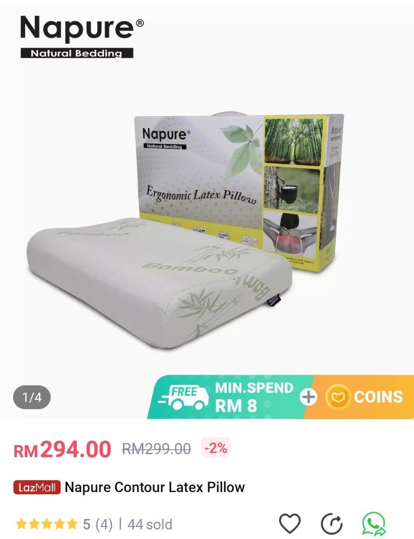 Napure Latex Ergonomic Contour Pillow Puchong PJ KL, Furniture & Home Living, Bedding & Towels ...