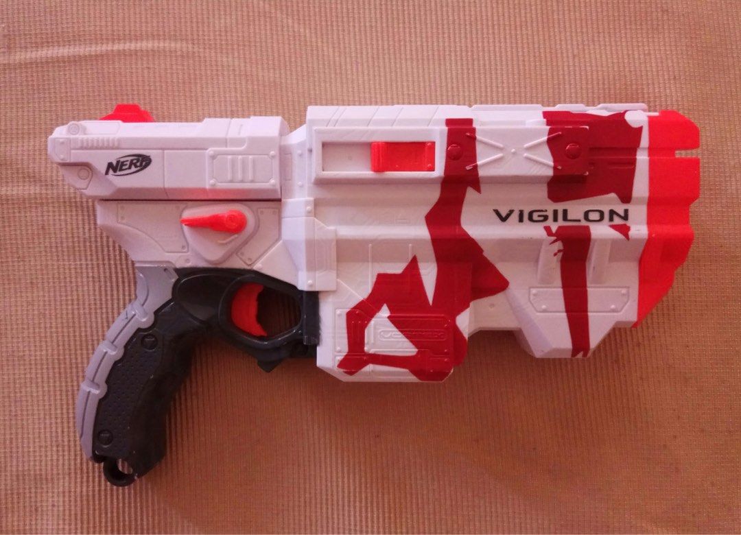 Nerf Vortex Vigilon White Red Grey Toy Gun Blaster, Hobbies & Toys ...