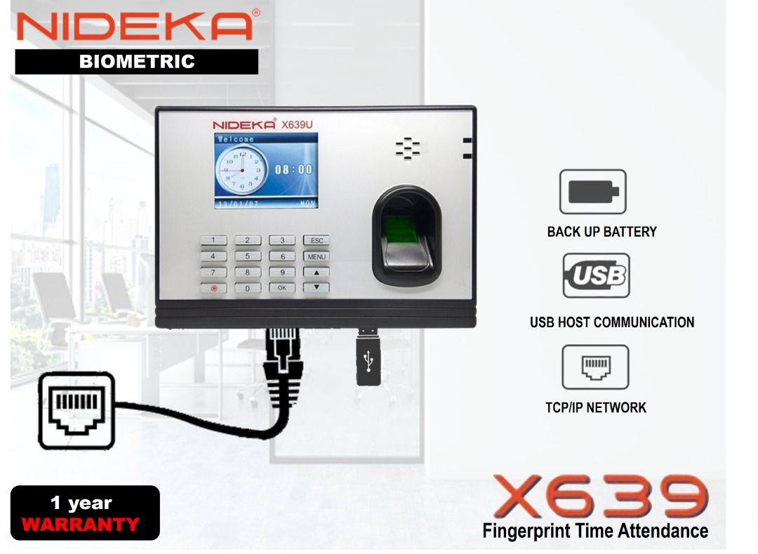 Nideka X639 Biometric Fingerprint Time Attendance, Computers & Tech ...