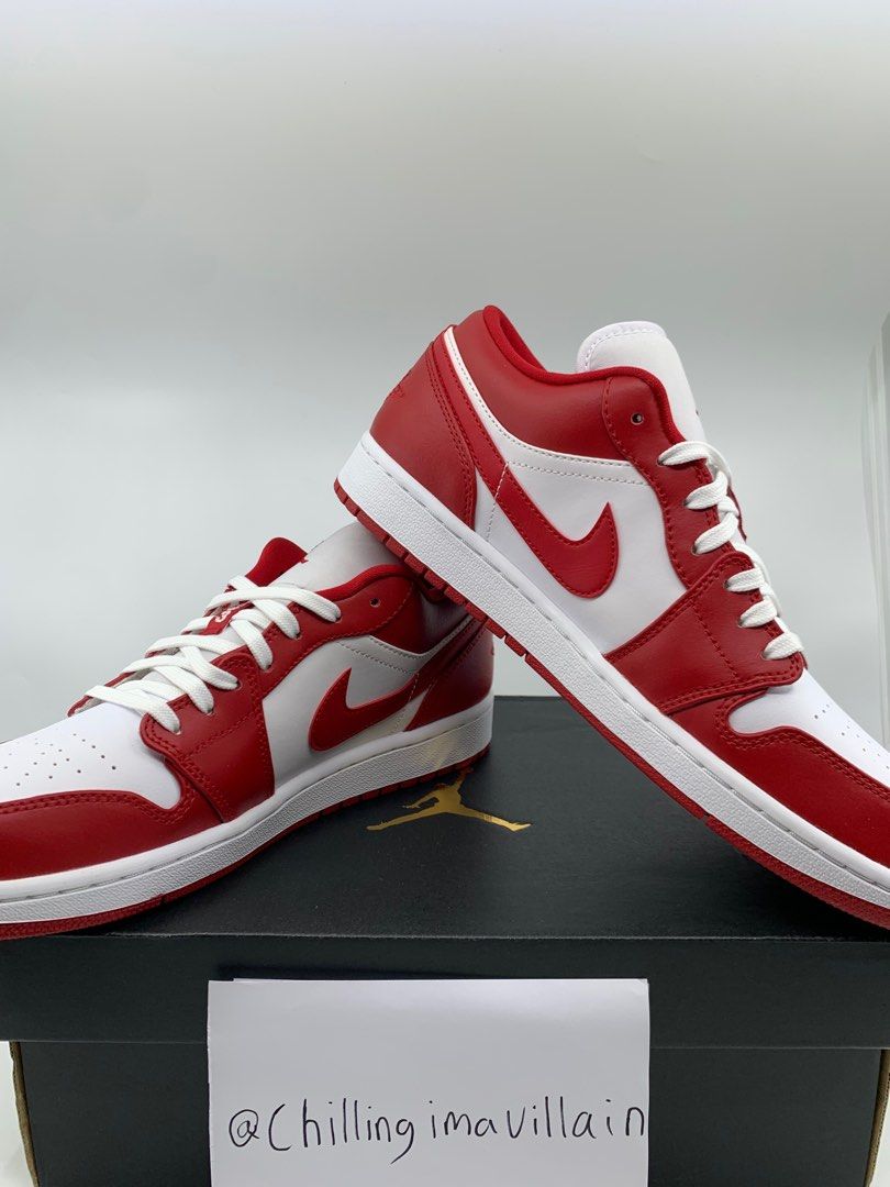 Nike Air Jordan 1 Low Cut Top Gym Red White AJ1 Jordans One Jumpman 23 ...