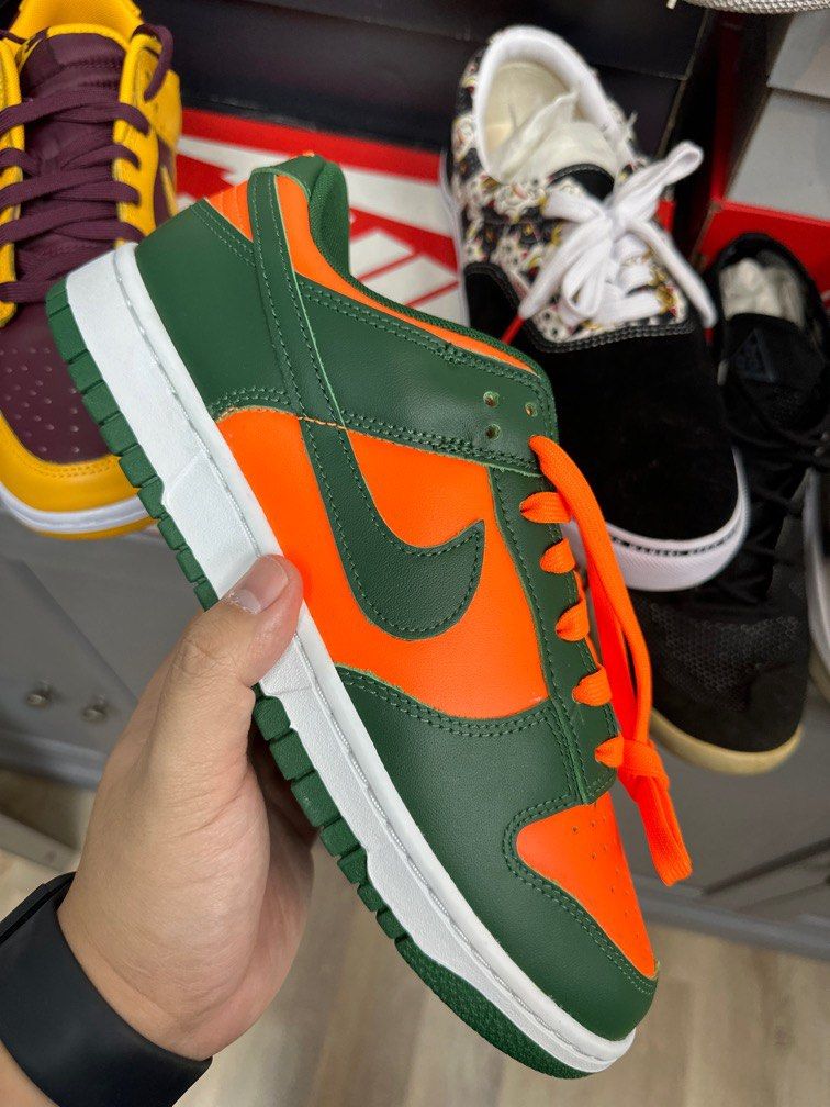 Nike Dunk Low Miami Hurricane, Men's Fashion, Footwear, Sneakers on ...