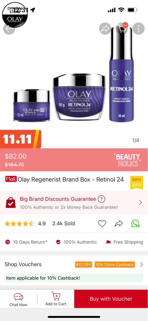 Olay Regenerist Brand Box - Retinol 24, Beauty & Personal Care, Face ...