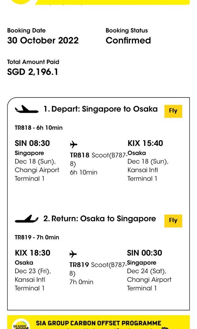 Plane ticket to osaka (round ticket), Tickets & Vouchers, Flights & Overseas Attractions on ...