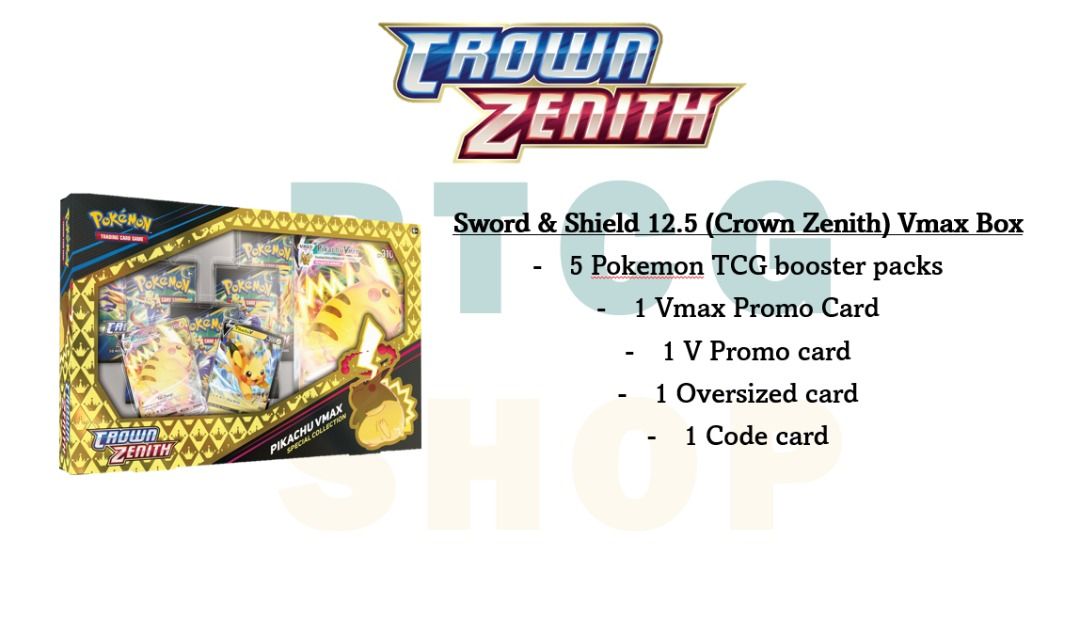 (PO) Pokemon TCG (Crown Zenith) Vmax Box / Pin Collection / Mini Tins ...