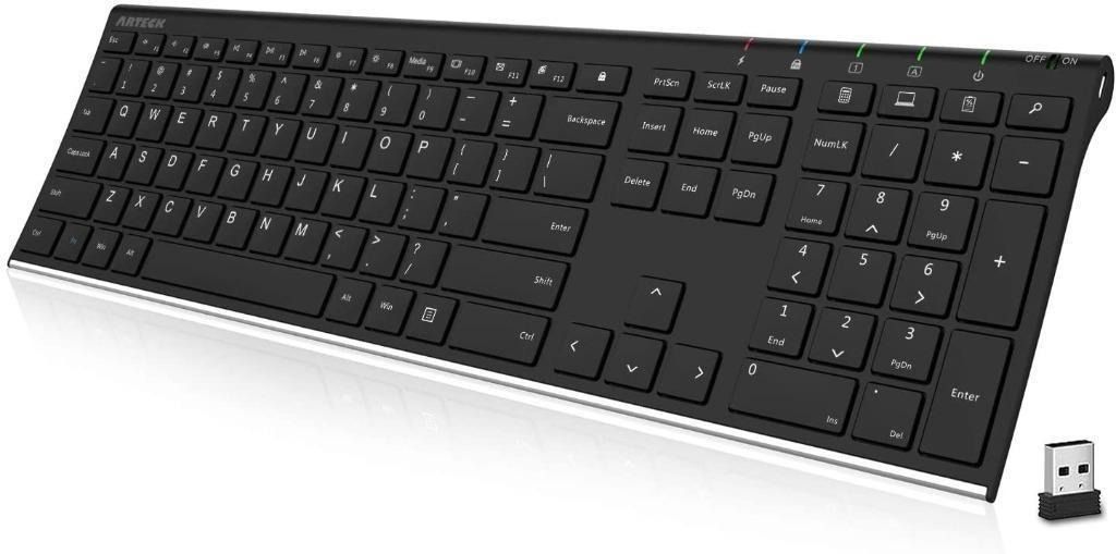 Ready Stock! Arteck 2.4G Wireless Keyboard Stainless Steel Ultra Slim ...