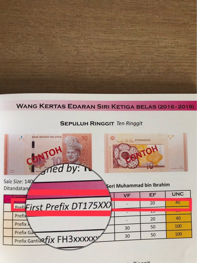 RM 10 First Prefix DT MBI Sepuluh Ringgit Malaysia RM10 Series 13th ...