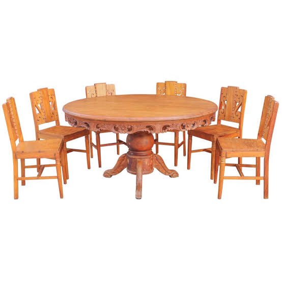 Round Narra Dining Table Set, Furniture & Home Living, Furniture ...