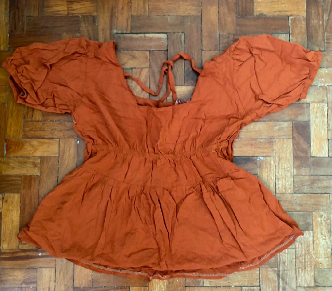 Rust Colored Blouse, Women's Fashion, Tops, Blouses on Carousell