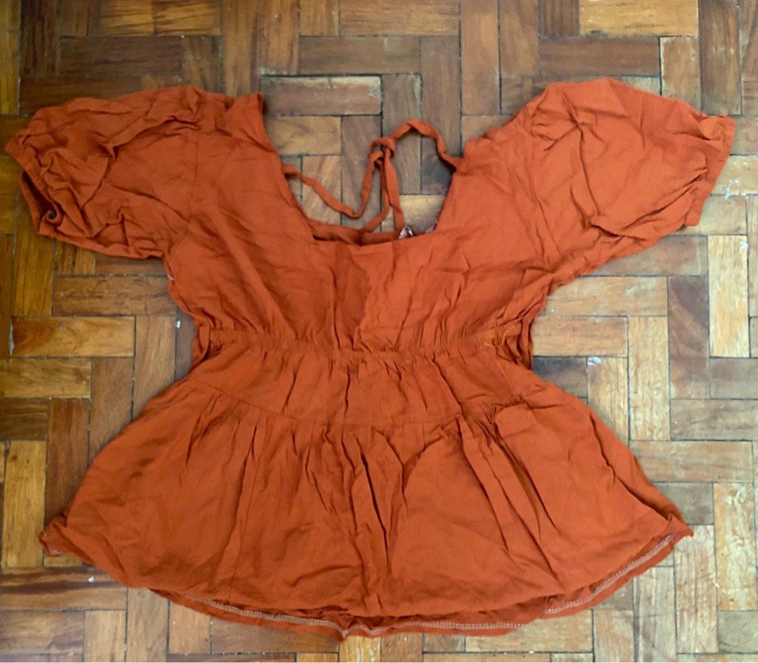 Rust Colored Blouse, Women's Fashion, Tops, Blouses on Carousell