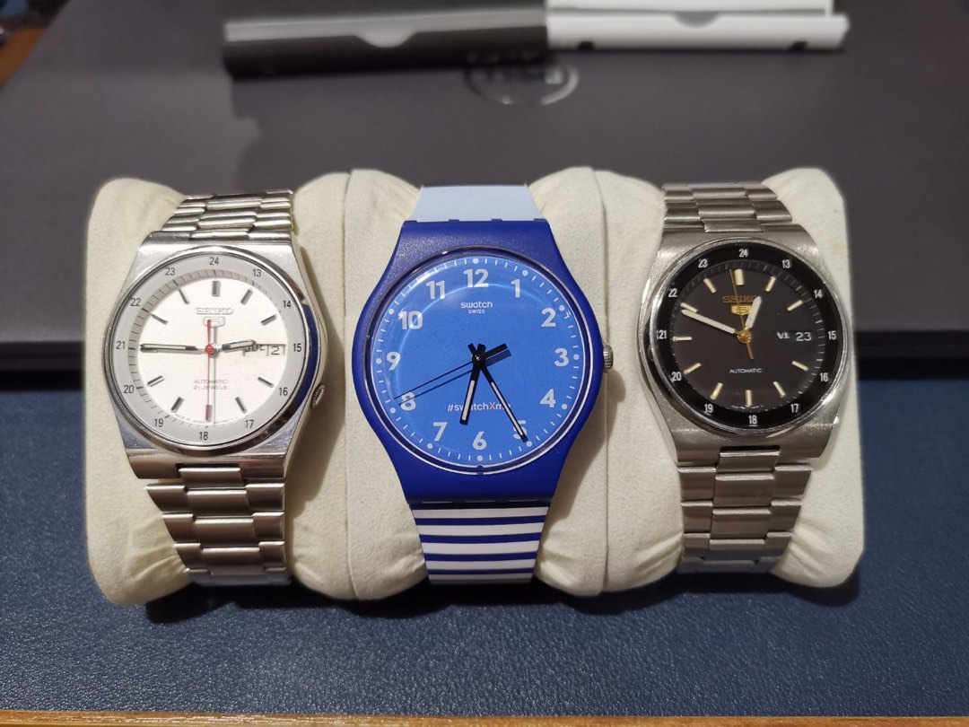 Seiko Military Black and White AND Swatch Quartz watch bundle, Men's ...