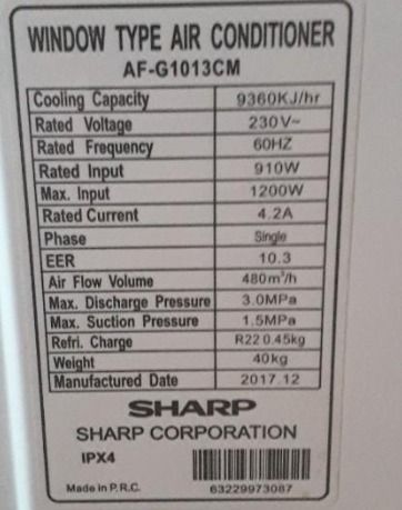 Sharp Window Type Air Conditioner w/ free Exhaust Fan, TV & Home ...