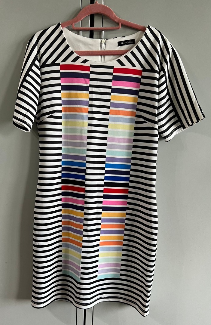Short sleeves colour TV colour test pattern Form Fitting dress, Women's ...