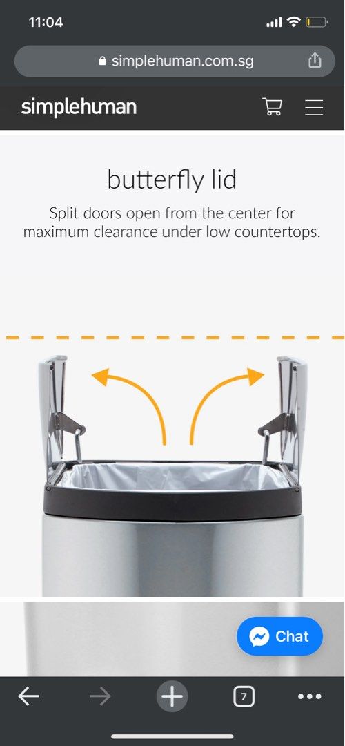 Simple Human Butterfly Step Can Trash Bin - 18L, Furniture & Home ...