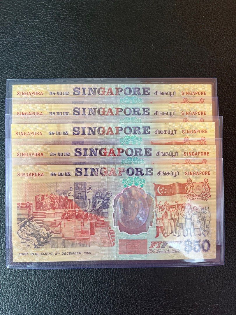 Singapore Very First Polymer Notes - $50, Hobbies & Toys, Memorabilia ...