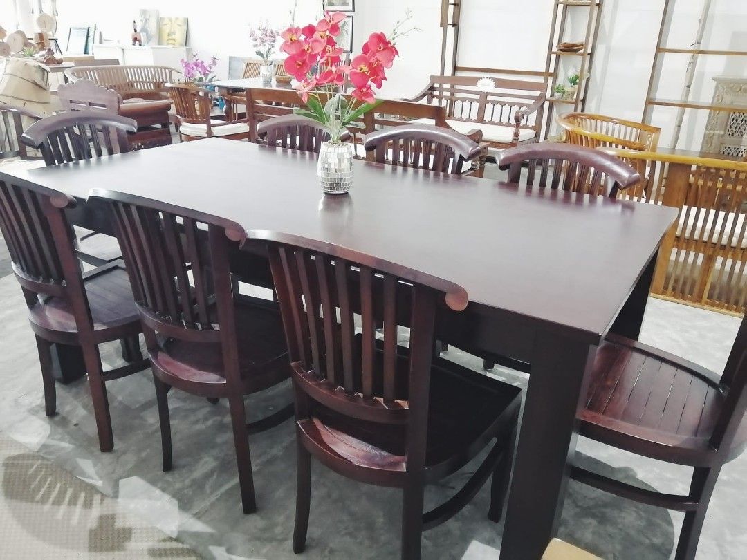 Solid Teak Wood Dining Table with 8 Chairs 8 seater dining table ...