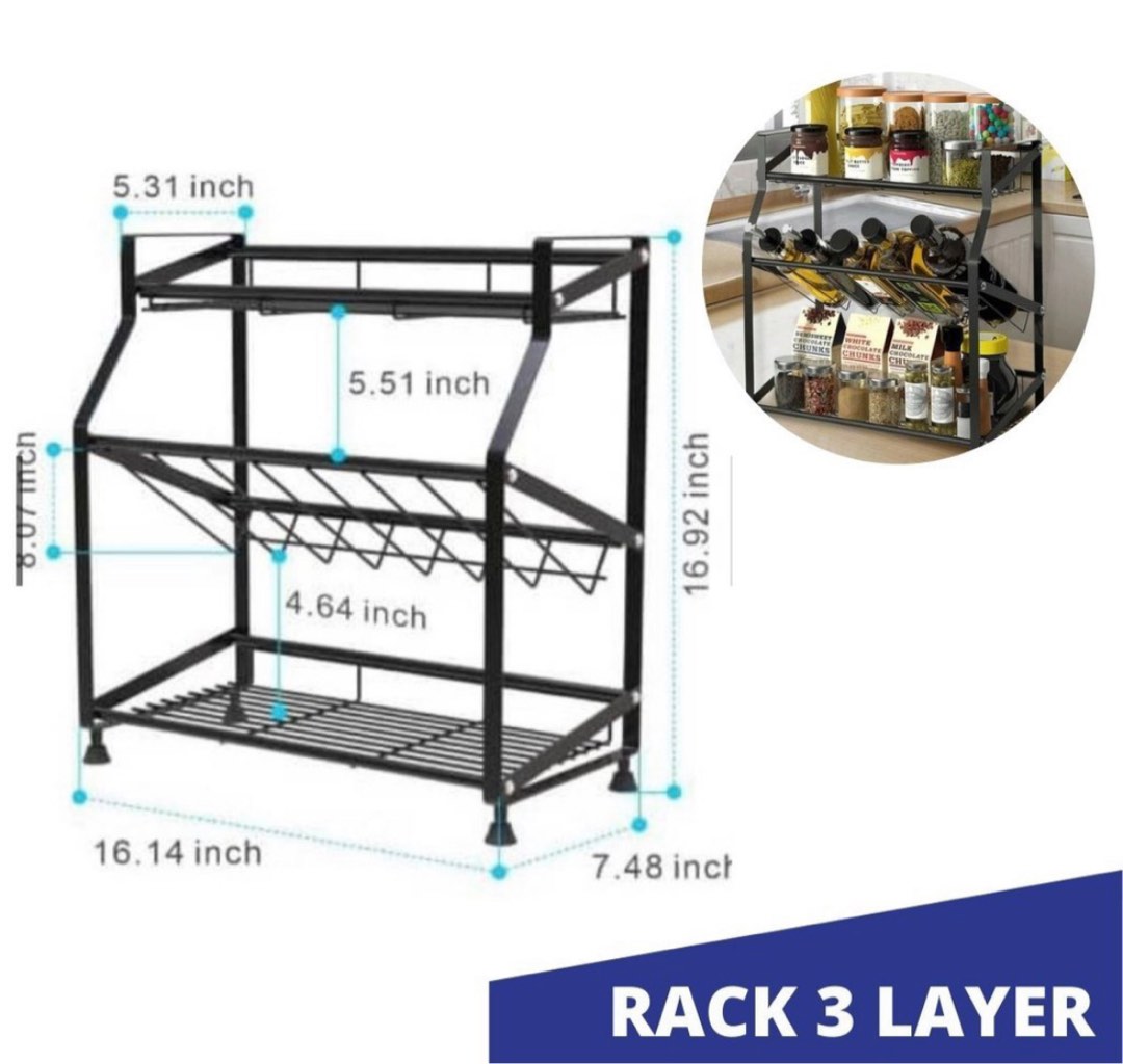 Spice Rack 3 Layers, Furniture & Home Living, Bathroom & Kitchen ...