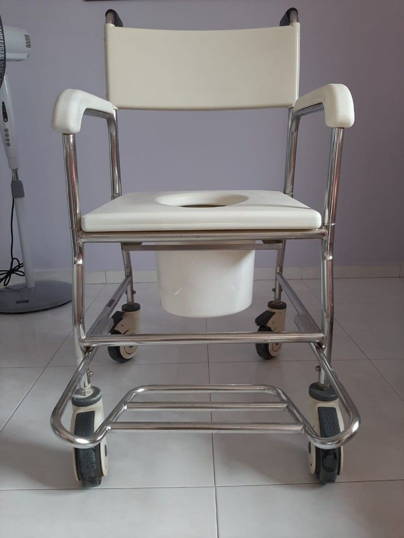 Stainless steel Commode Wheelchair, Health & Nutrition, Assistive ...